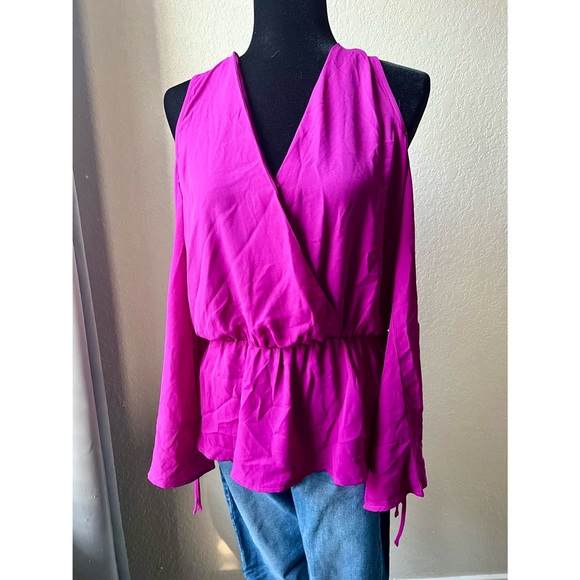 Sugarlips | Tops | Purple Peplum Top With Cold Shoulder Sleeves | Poshmark